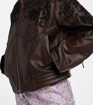 JACQUES WEI Beaded Leather Jacket
