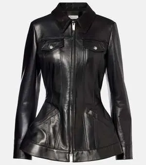 Alexander McQueen Peplum Leather Jacket