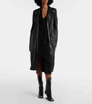 Rick Owens Gary Leather Coat - Black