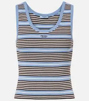 Prada Striped Cotton-blend Tank Top