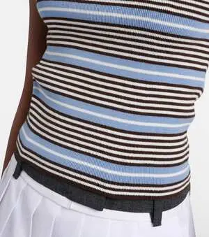 Prada Striped Cotton-blend Tank Top