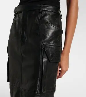 Rick Owens Firbanks Leather Midi Skirt