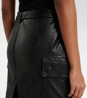 Rick Owens Firbanks Leather Midi Skirt