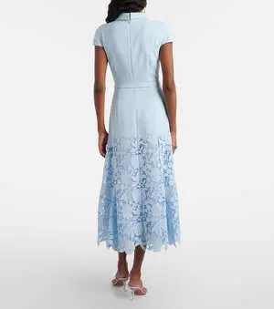SELF-PORTRAIT Belted Lace Midi Dress