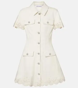 SELF-PORTRAIT Broderie Anglaise Denim Minidress - White