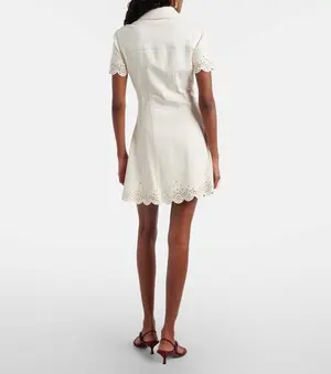 SELF-PORTRAIT Broderie Anglaise Denim Minidress - White