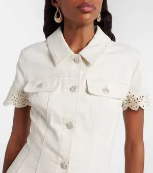 SELF-PORTRAIT Broderie Anglaise Denim Minidress - White