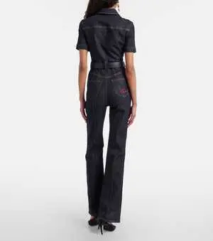 SELF-PORTRAIT Belted Denim Jumpsuit
