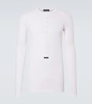 Dolce & Gabbana Ribbed-knit Cotton Henley Shirt - White