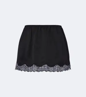 Magda Butrym Lace-trimmed Silk Satin Miniskirt - Black