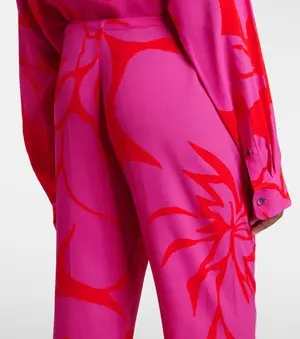 Dries Van Noten Floral Print Viscose Pants - Pink