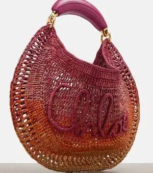 Chloé Summer Banana Medium Raffia Shoulder Bag - Orange