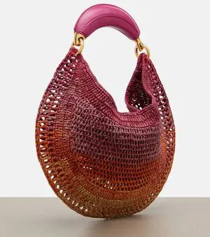 Chloé Summer Banana Medium Raffia Shoulder Bag - Orange