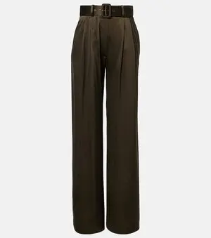 Zimmermann Belted Wide-leg Silk Pants - Green