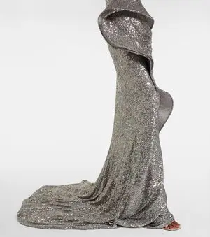 Maticevski Glorious Sequined Gown - Silver