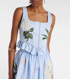 Agua Bendita Eslabón Linen Crop Top - Blue
