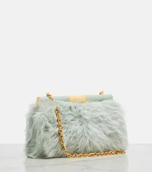 Dolce & Gabbana Marlene Small Shearling Shoulder Bag - Green