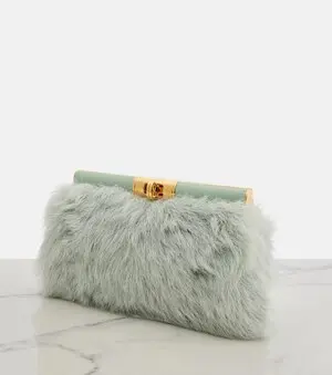 Dolce & Gabbana Marlene Small Shearling Shoulder Bag - Green
