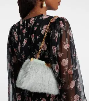 Dolce & Gabbana Marlene Small Shearling Shoulder Bag - Green