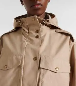 Moncler Carex Cropped Hooded Cotton-blend Poplin Jacket - Beige