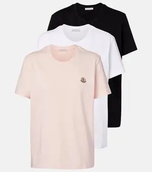 Moncler Set Of 3 Cotton Jersey T-shirts - Multicoloured