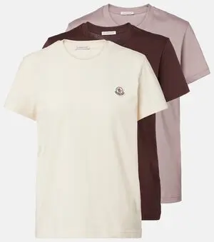 Moncler Set Of 3 Cotton Jersey T-shirts - Multicoloured