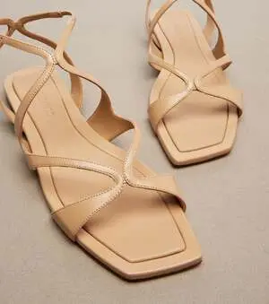 JIMMY CHOO Ayla Leather Sandals - Beige
