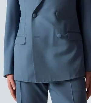 Dolce & Gabbana Double-breasted Wool Poplin Suit Jacket - Blue