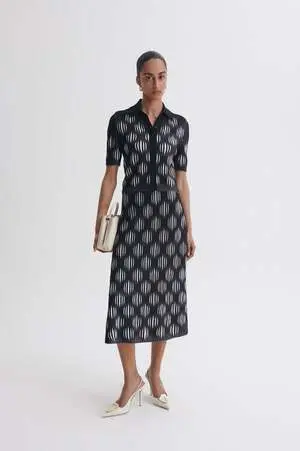 Scanlan Theodore Pleat Wave Stitch Skirt - Black.white