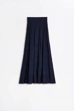 Scanlan Theodore Pleat Wave Stitch Skirt Navy