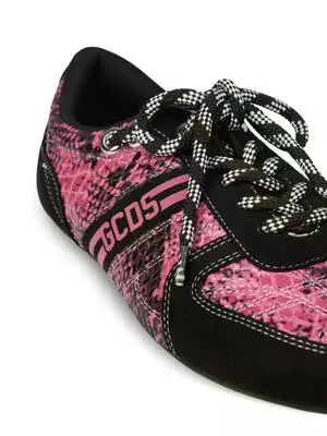 Gcds Snakeskin-print Sneakers - Pink