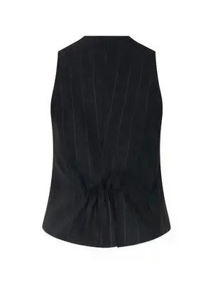 Tagliatore Pinstripe Button Vest - Black