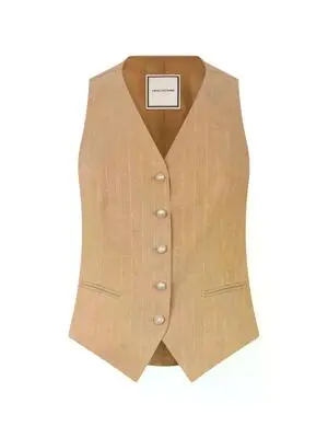 Tagliatore Striped V-neck Vest - Neutrals