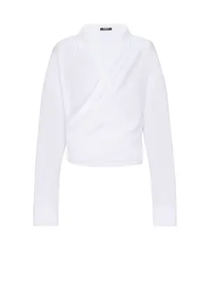 Balmain Draped Cotton Poplin Shirt