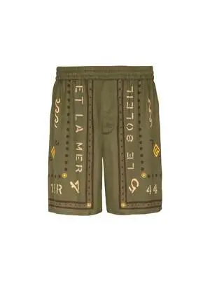 Balmain Bermuda Shorts With Club Print - Khaki