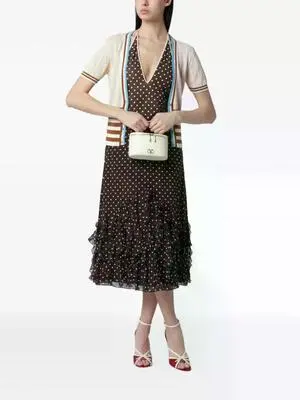 Valentino Garavani Polka Dot Ruffled Midi Skirt - Brown