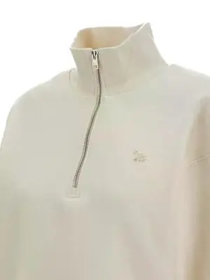 Maison Kitsuné Ribbed-trim Half-zip Sweatshirt - Neutrals