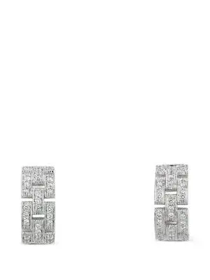 CARTIER Diamond Hoop Earrings - Silver