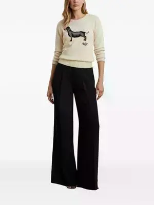 Ralph Lauren Georgette Pleated Wide-leg Trousers - Black