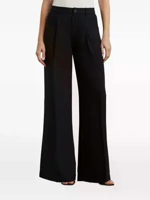Ralph Lauren Georgette Pleated Wide-leg Trousers - Black