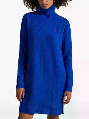 Polo Ralph Lauren Cable-knit Roll-neck Mini Dress - Blue