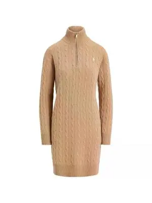 Polo Ralph Lauren Cable-knit Zip-neck Mini Dress - Neutrals
