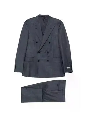 Canali Double-breasted Pinstripe Suit - Blue