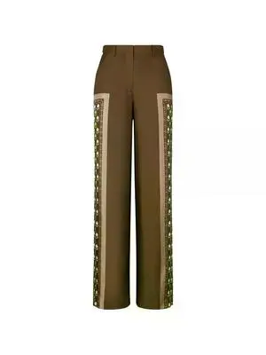 Tory Burch Chocolate Pomegranate Print Satin Pants - Brown