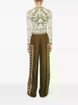 Tory Burch Chocolate Pomegranate Print Satin Pants - Brown