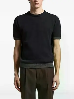 Peserico Ribbed Trim T-shirt - Blue