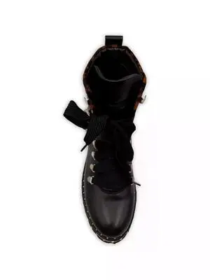 GUGLIELMO ROTTA Leopard Print Lace-up Studded Platform Boots