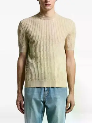 Peserico Ribbed Knit Short-sleeve T-shirt - Neutrals