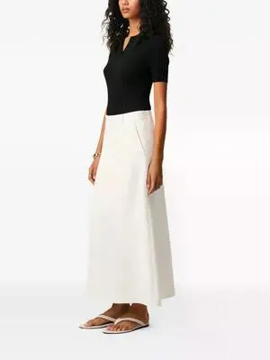 AMI Paris Blended Linen Trapeze Skirt - White