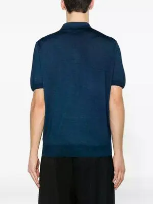 Canali Button Short-sleeve Polo Shirt - Blue